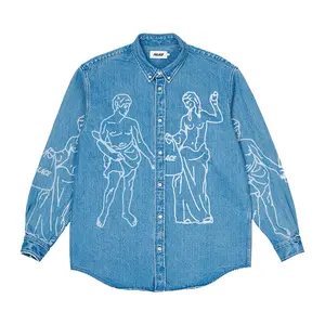 PALACE Londinium Stone Wash Graphic Denim Shirt - Blue
