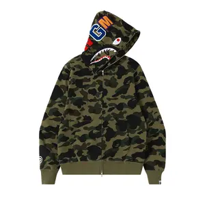 A BATHING APE 1st Camo Shark Full Zip Hoodie - Green