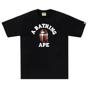 A BATHING APE Check College Tee - Black
