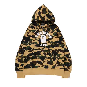 A BATHING APE 1st Camo College Pullover Hoodie - Yellow