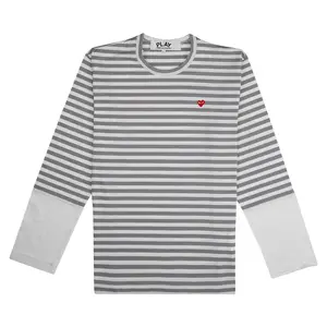Play Comme Des Garcon Striped Long-sleeve T-shirt - Grey