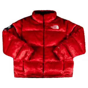 Supreme X The North Face Faux Fur Nuptse Jacket - Red