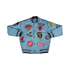 Supreme X Nike X Nba Teams Warm Up Denim Jacket - Blue