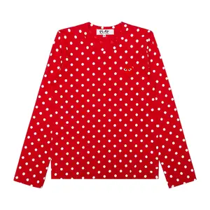 Play Comme Des Garcon Polka Dot Long Sleeve T-shirt - Red