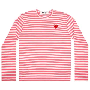 Play Comme Des Garcon Striped Long-sleeve Shirt - Pink