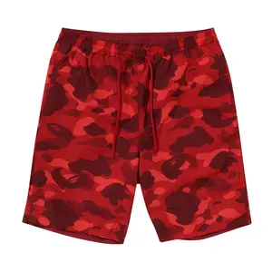 A BATHING APE Color Camo Shark Reversible Shorts - Red