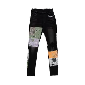 Amiri Bandana Art Patch Skinny Jeans - Black