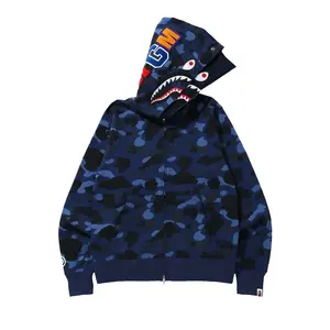 A BATHING APE Color Camo Shark Wide Full Zip Double Hoodie - Blue