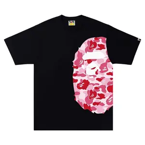 A BATHING APE Abc Camo Side Big Ape Head Tee /pink - Black