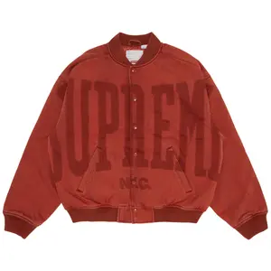 Supreme Washed Knockout Denim Varsity Jacket - Orange