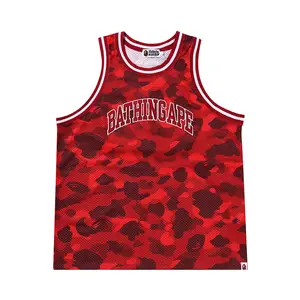 A BATHING APE Color Camouflage Basketball Tank Top - Red