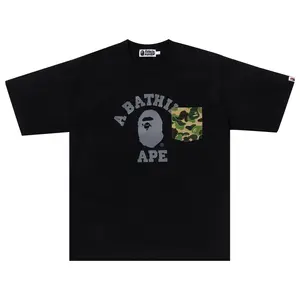 A BATHING APE Abc Camo College Pocket Relaxed Tee - Black