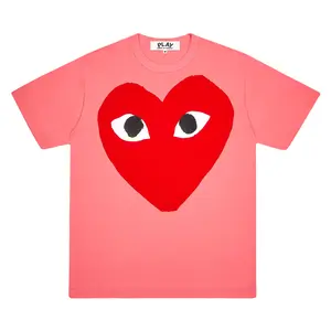 Play Comme Des Garcon Pastelle Red Logo T-shirt - Pink