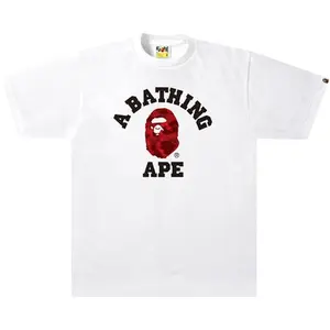 A BATHING APE Color Camo College Tee - White
