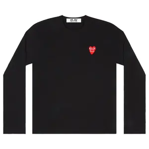 Play Comme Des Garcon Double Heart Long-sleeve T-shirt - Black
