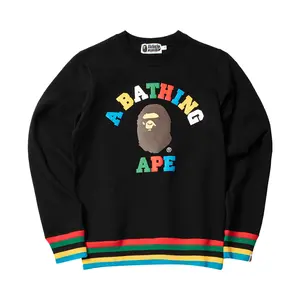 A BATHING APE College Line Rib Crewneck - Black