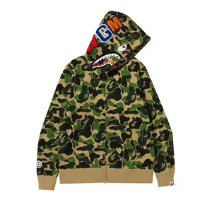 A BATHING APE Big Abc Camo Shark Full Zip Hoodie - Green