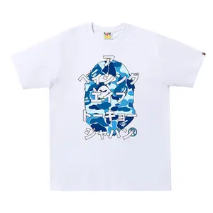 A BATHING APE Abc Camo Japanese Letters Tee /blue