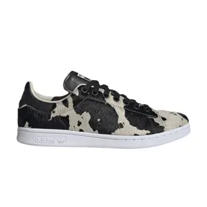 Adidas Stan Smith Fuzzy Cow Print Sneakers - Black