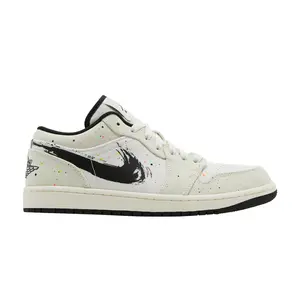 JORDAN 1 Low Brushstroke Swoosh Paint Splatter - White