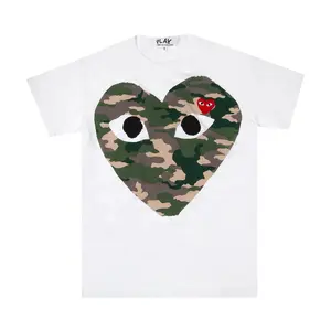 Play Comme Des Garcon Camo Heart Logo Tee - White