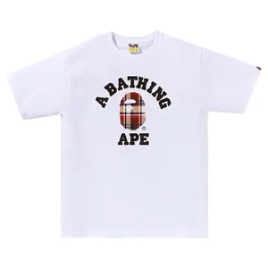 A BATHING APE Check College Tee /red - White