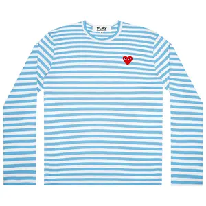 Play Comme Des Garcon Striped Long-sleeve Shirt - Blue