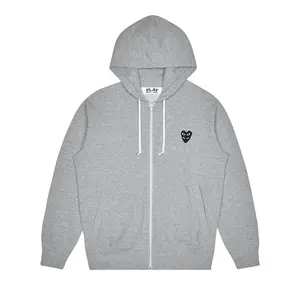 Play Comme Des Garcon Stacked Heart Hooded Sweatshirt - Grey
