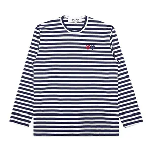 Play Comme Des Garcon Double Heart Striped Shirt /navy
