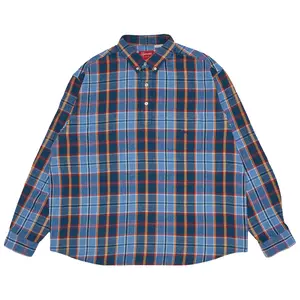 Supreme Plaid Flannel Pullover Shirt - Blue