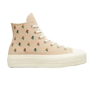 CONVERSE Chuck Taylor All Star Lift Platform High 'embroidered Roses - Tan