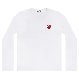 Play Comme Des Garcon Heart Long-sleeve T-shirt - White