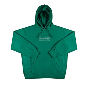 Supreme X Kaws Chalk Logo Hooded Sweatshirt - Green