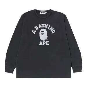 A BATHING APE Overdye College Long-sleeve Tee - Black