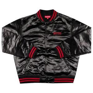 Supreme X Thrasher Satin Varsity Jacket - Black