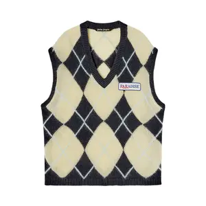 Palm Angels Brushed Argyle Knitted Vest - Black