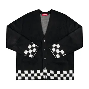 Supreme Brushed Checkerboard Cardigan - Black