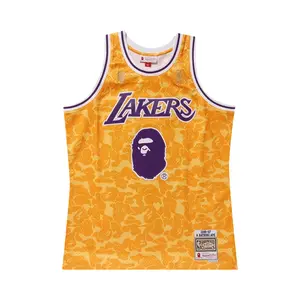 A BATHING APE X Mitchell & Ness Lakers Abc Basketball Swingman Jersey - Yellow