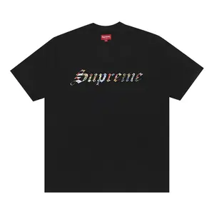 Supreme Floral Appliqué Short-sleeve Top - Black