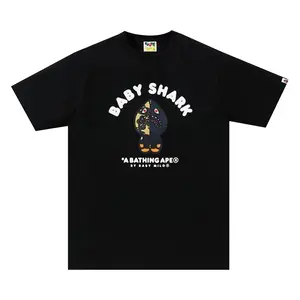 A BATHING APE Baby Milo Shark College Tee /navy - Black