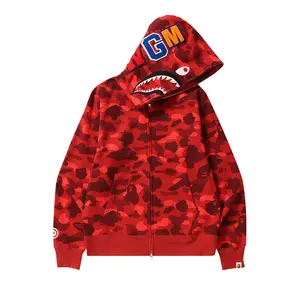 A BATHING APE Color Camo Shark Full Zip Hoodie - Red