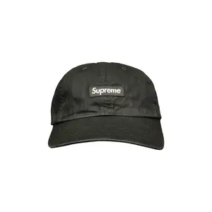 Supreme Small Box Coated Linen 6-panel Cap - Black