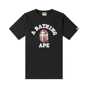 A BATHING APE Check College Tee /red - Black