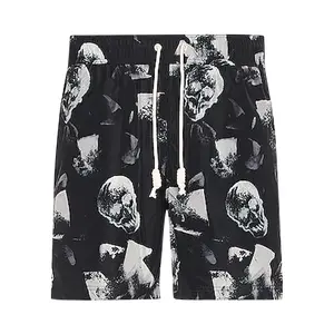 Palm Angels Skulls Print Swim Short - Black