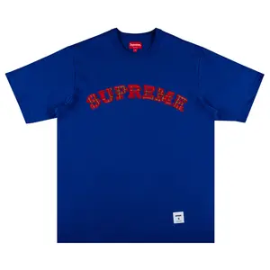 Supreme Plaid Appliqué Short-sleeve Top - Blue