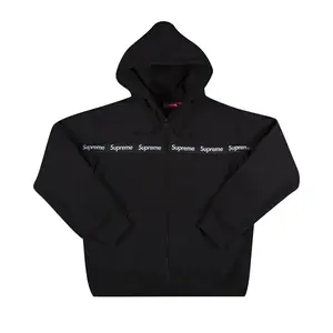 Supreme Text Stripe Zip Up Hooded Sweatshirt