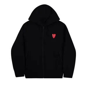 Play Comme Des Garcon Heart Logo Zip Up Hoodie - Black