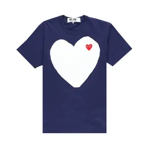 Play Comme Des Garcon Solid Heart Logo T-shirt 'navy