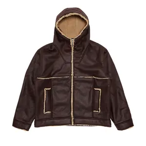 Supreme Faux Shearling Hooded Jacket - Brown