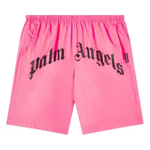 Palm Angels Curved Logo Bold Swim Short 'fuchsia Fluo - Pink